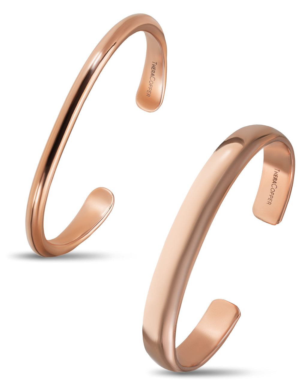 Pure Copper Cuff Bracelet Duo Barrel & Plain - TheraCopper